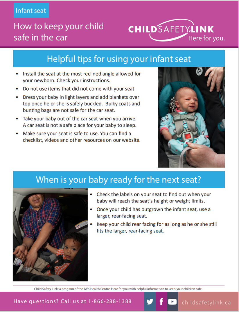 How to keep your child safe in the car seat: Infant Seat – IWK Child ...