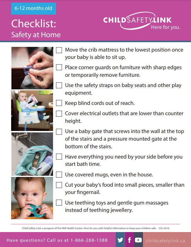 Checklist: Safety at home for Babies 6-12 months – IWK Child Safety Link