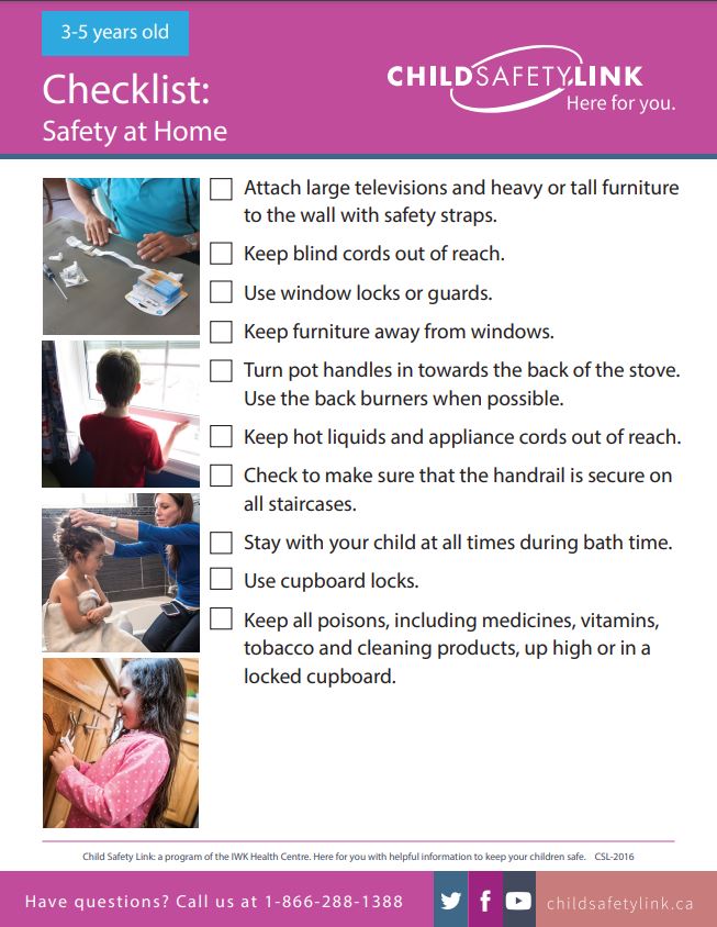 Checklist: Safety at Home for Children 3-5 Years (Pad of 25) – IWK ...