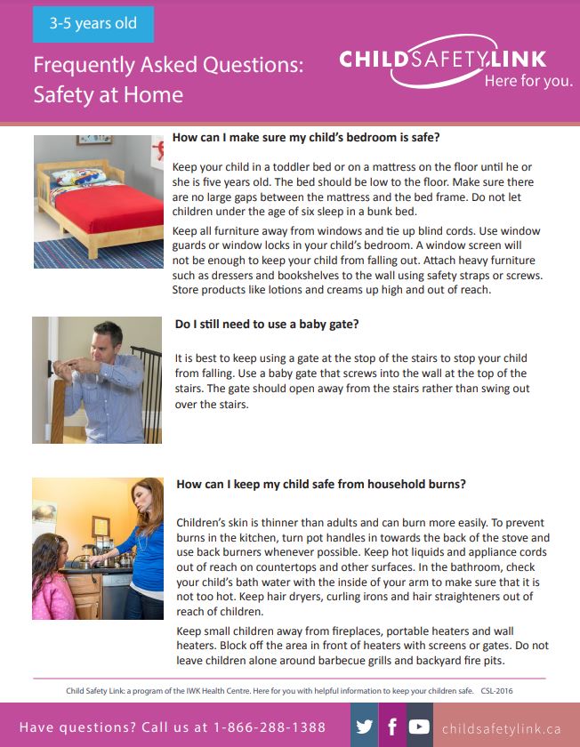 Frequently Asked Questions: Safety at Home for Children 3-5 Years – IWK ...